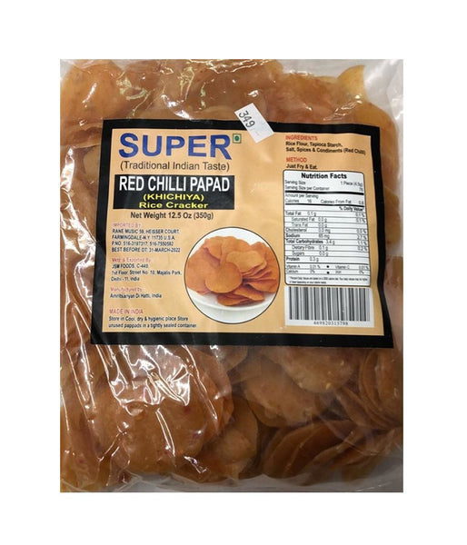 Super Red Chilli Papad (Khichiya) Rice Crackers - 350 Gm